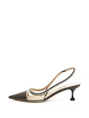 Miu Miu Crystal-embellished Patent Leather And Pvc Slingback Pumps