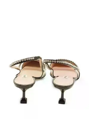 Miu Miu Crystal-embellished Patent Leather And Pvc Slingback Pumps