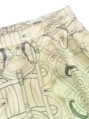 Hermès Silk Eperon D'or Midi Skirt