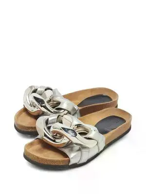 JW Anderson Chain Leather Metallic Finish Sandals