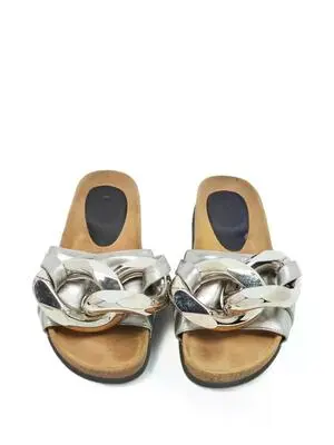 JW Anderson Chain Leather Metallic Finish Sandals