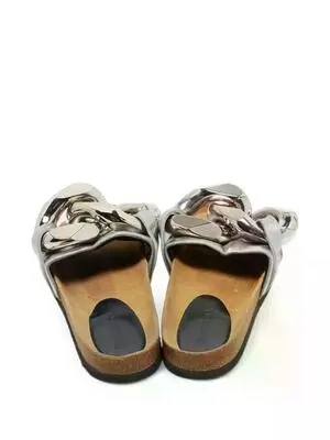 JW Anderson Chain Leather Metallic Finish Sandals