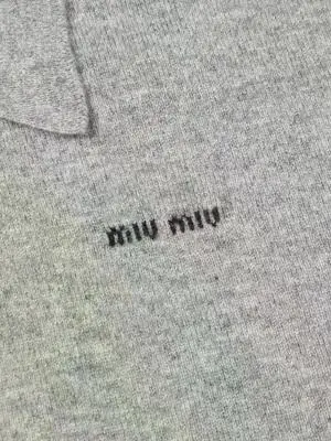 Miu Miu Cashmere Embroidered Logo Polo Shirt