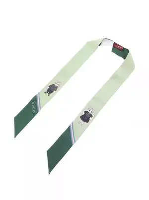 Gucci 2020s X Yuko Higuchi Cat-print Scarf - Green