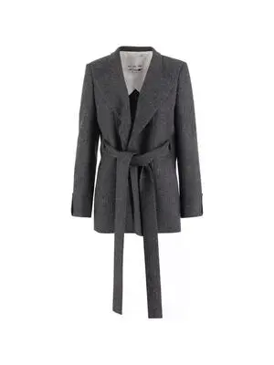 SA SU PHI SA SU PHI Belted Herringbone Pattern Tailored Jacket