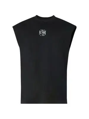 Vetements Cross-print Sleeveless T-shirt - Black