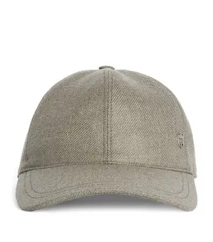 Corneliani Virgin Wool Crest Baseball Cap - Beige