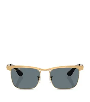 Ray-ban Metal Wayfarer Deluxe Square Frame Sunglasses - Gold