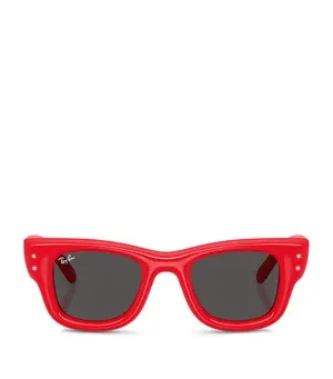 Ray-ban Puffer Square Crystal Edition Wayfarer Sunglasses - Red