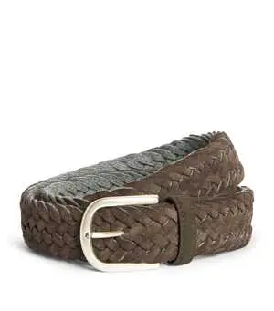 Canali Leather Woven Reversible Belt - Brown