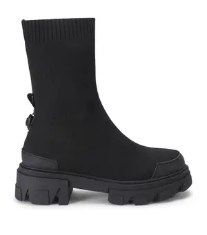 Kurt Geiger Stomp Sock Ankle Boots With Eagle Head Stud Detail - Black