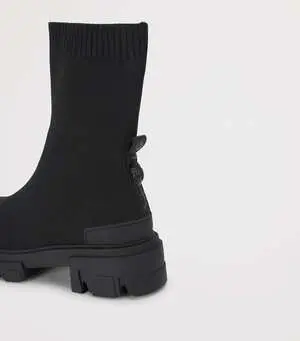 Kurt Geiger Stomp Sock Ankle Boots With Eagle Head Stud Detail