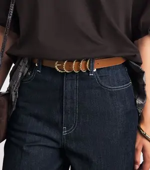 Claudie Pierlot Calfskin Belt With Textured Ring Detail
