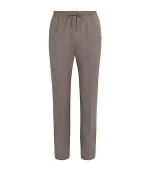 Pal Zileri Stretch-virgin Wool Drawstring Trousers - Brown