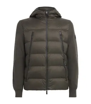 Moncler Virgin Wool Down-filled Hybrid Jacket With Hood