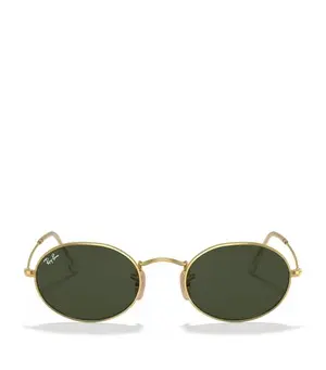Ray-ban Rb3547 Oval Metal Sunglasses - Gold