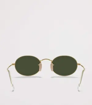 Ray-ban Rb3547 Oval Metal Sunglasses - Gold