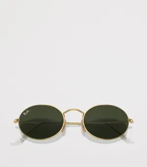 Ray-ban Rb3547 Oval Metal Sunglasses - Gold
