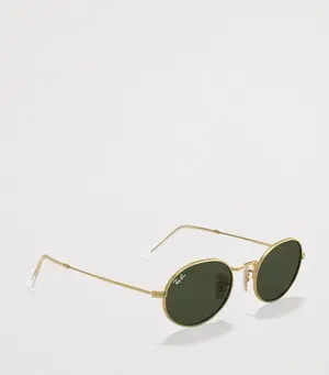 Ray-ban Rb3547 Oval Metal Sunglasses - Gold