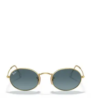 Ray-ban Rb3547 Oval Metal Sunglasses - Gold