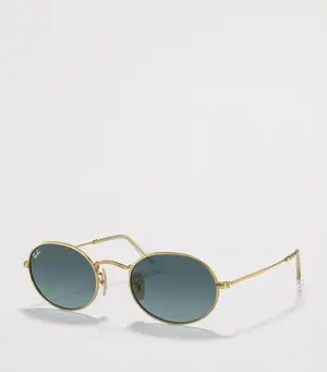 Ray-ban Rb3547 Oval Metal Sunglasses - Gold