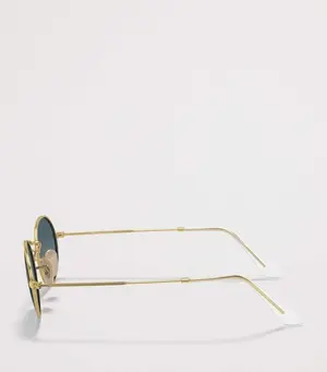 Ray-ban Rb3547 Oval Metal Sunglasses - Gold