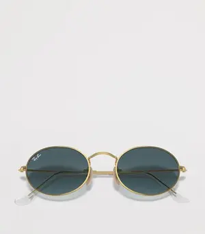 Ray-ban Rb3547 Oval Metal Sunglasses - Gold