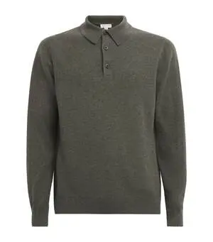 Sunspel Cashmere Long-sleeve Polo Shirt - Green