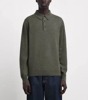 Sunspel Cashmere Long-sleeve Polo Shirt - Green