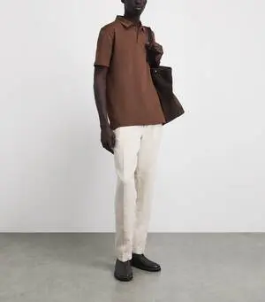 Sunspel Supima Cotton Riviera Polo Shirt - Brown