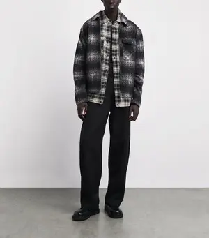 Moncler Cotton Check Zip-up Shirt