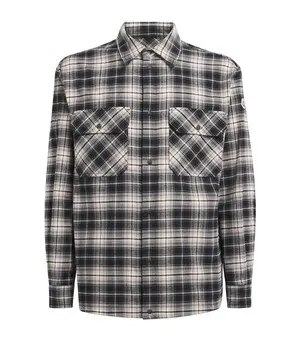 Moncler Cotton Check Zip-up Shirt - Grey