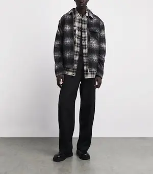Moncler Cotton Check Zip-up Shirt