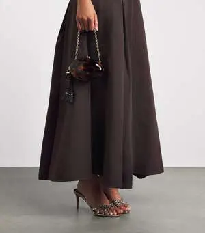 Staud Jill Midi Dress With Square Neck And Pleated Skirt