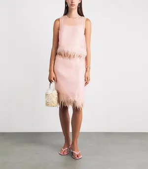 Staud Silk Organza Feather-trimmed Avi Top