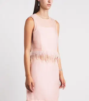 Staud Silk Organza Feather-trimmed Avi Top