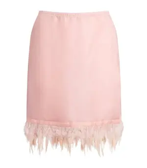 Staud Silk Feather-trim Skirt - Pink