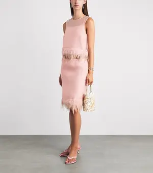 Staud Silk Feather-trim Skirt - Pink