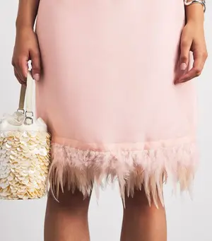 Staud Silk Feather-trim Skirt - Pink