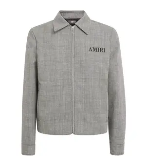Amiri Houndstooth Zip-up Jacket With Embroidered Logo