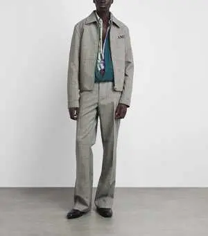 Amiri Houndstooth Zip-up Jacket With Embroidered Logo