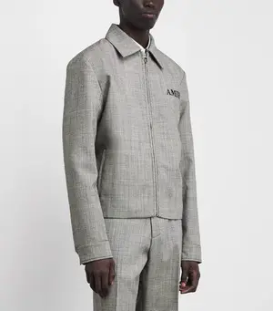Amiri Houndstooth Zip-up Jacket With Embroidered Logo