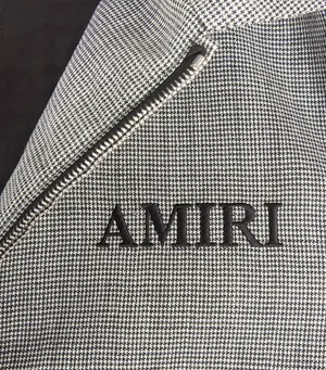 Amiri Houndstooth Zip-up Jacket With Embroidered Logo