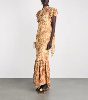 DE LA VALI Chiffon Floral Avalon Maxi Dress