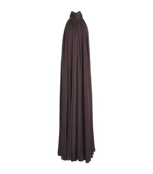DE LA VALI Chiffon Halterneck Adela Maxi Dress - Brown