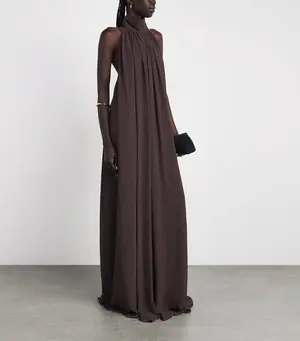DE LA VALI Chiffon Halterneck Adela Maxi Dress