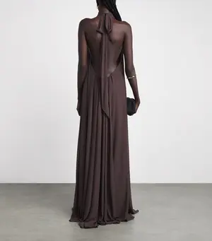 DE LA VALI Chiffon Halterneck Adela Maxi Dress
