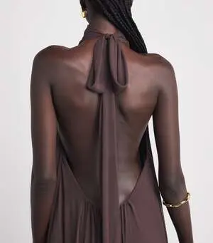 DE LA VALI Chiffon Halterneck Adela Maxi Dress