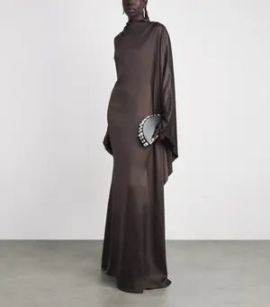 DE LA VALI Satin One-shoulder Odaluna Maxi Dress