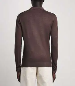 Corneliani Virgin Wool Long-sleeve Polo Shirt